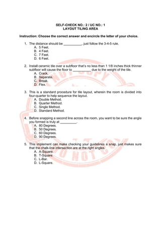 TILE SETTING NC II | PDF