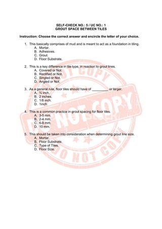 TILE SETTING NC II | PDF