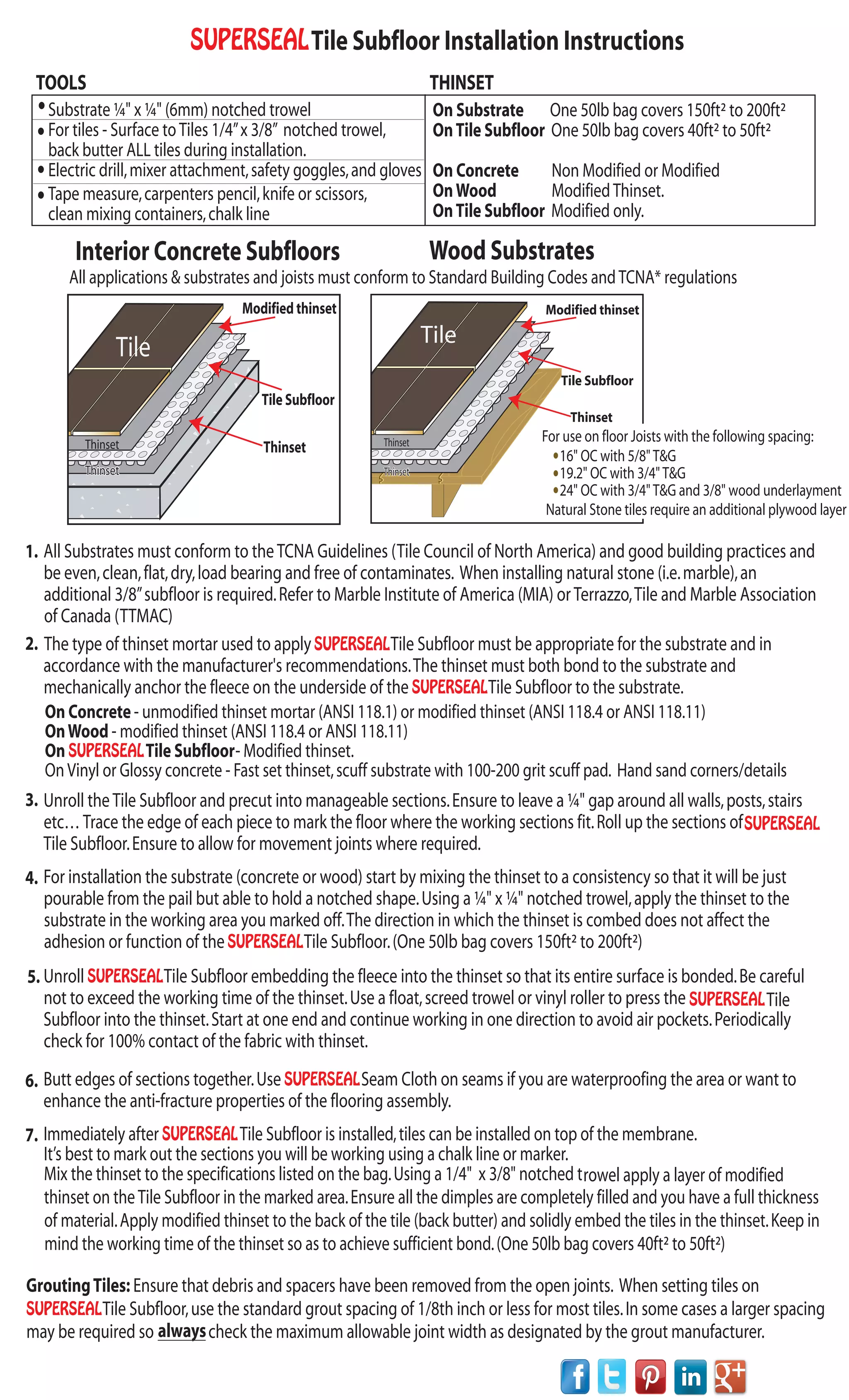 Superseal Tile Subfloor Installation Instructions | PPT