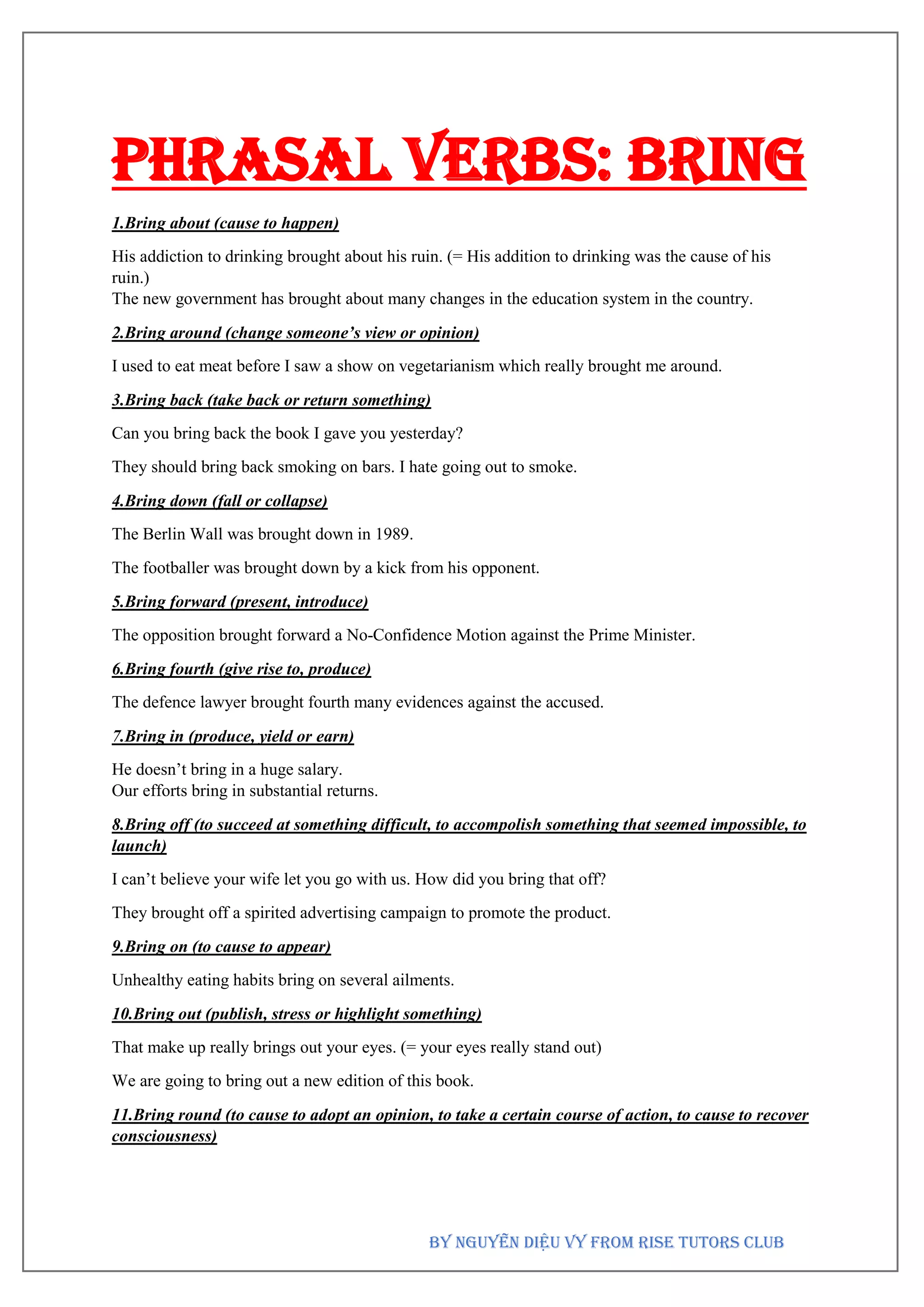 PHRASAL VERB: BRING | PDF