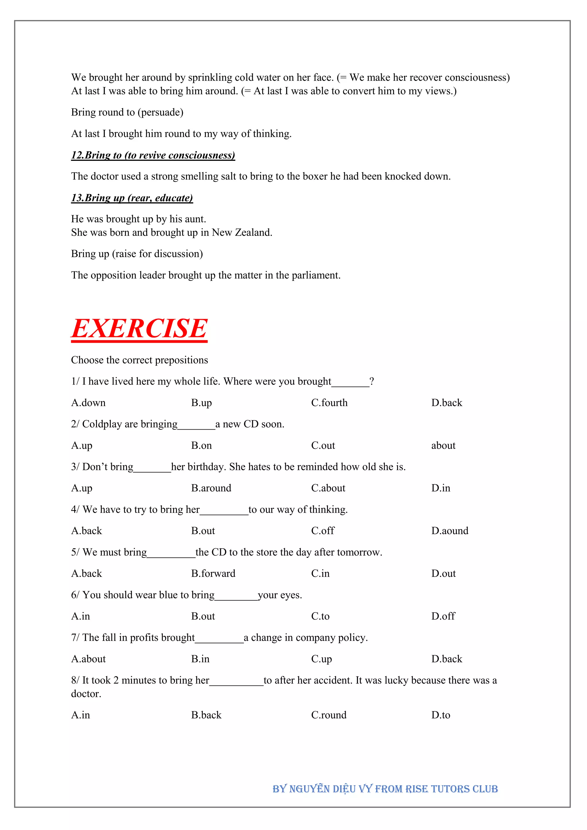 PHRASAL VERB: BRING | PDF