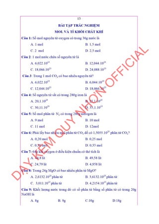 TÀI LIỆU BỒI DƯỠNG + BÀI TẬP TRẮC NGHIỆM KHOA HỌC TỰ NHIÊN 8 - PHẦN HÓA HỌC - CHƯƠNG TRÌNH GDPT ...