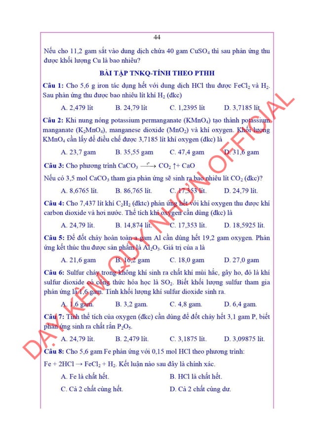 TÀI LIỆU BỒI DƯỠNG + BÀI TẬP TRẮC NGHIỆM KHOA HỌC TỰ NHIÊN 8 - PHẦN HÓA HỌC - CHƯƠNG TRÌNH GDPT ...