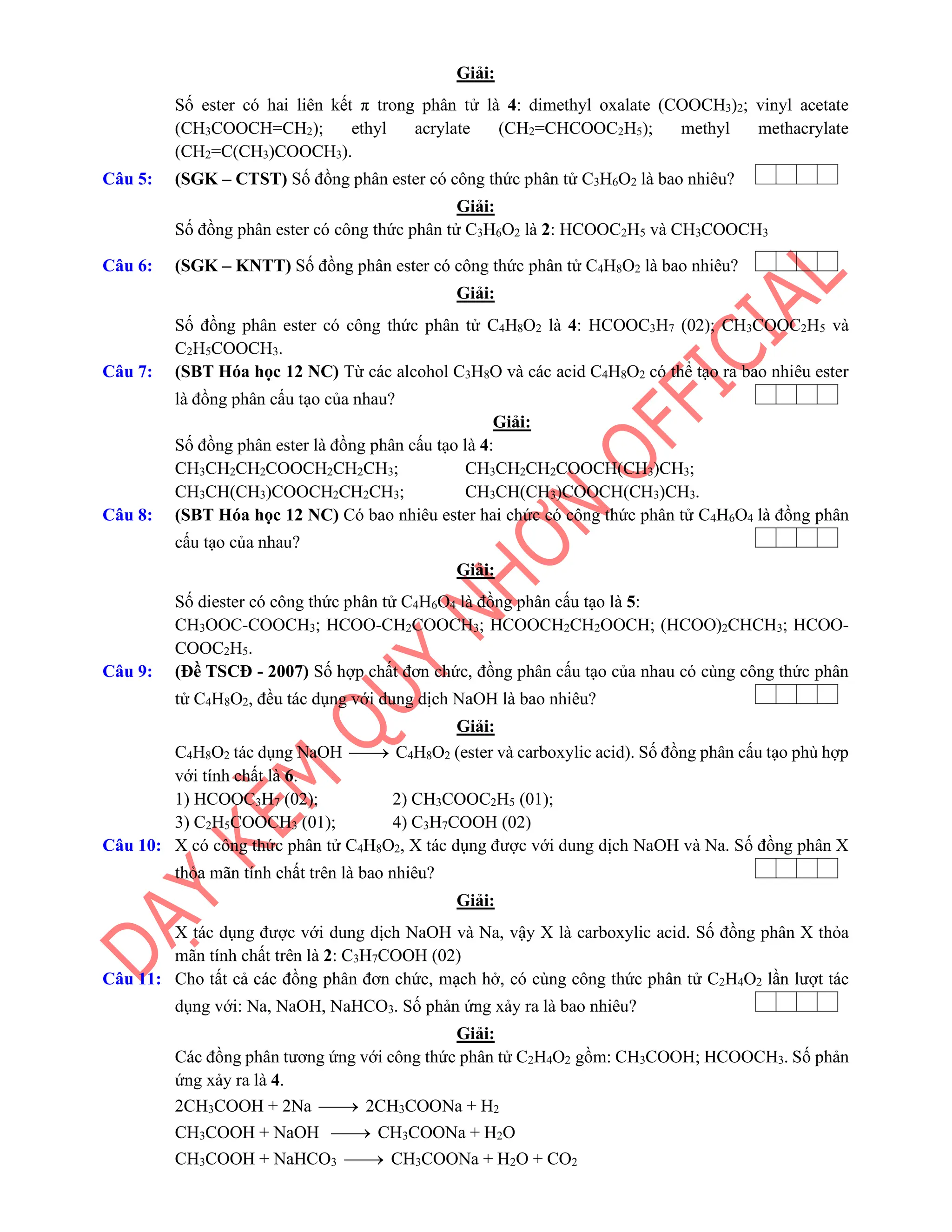 TÀI LIỆU DẠY THÊM HÓA HỌC 12 - SÁCH MỚI (BẢN HS+GV) (FORM BÀI TẬP 2025 ...