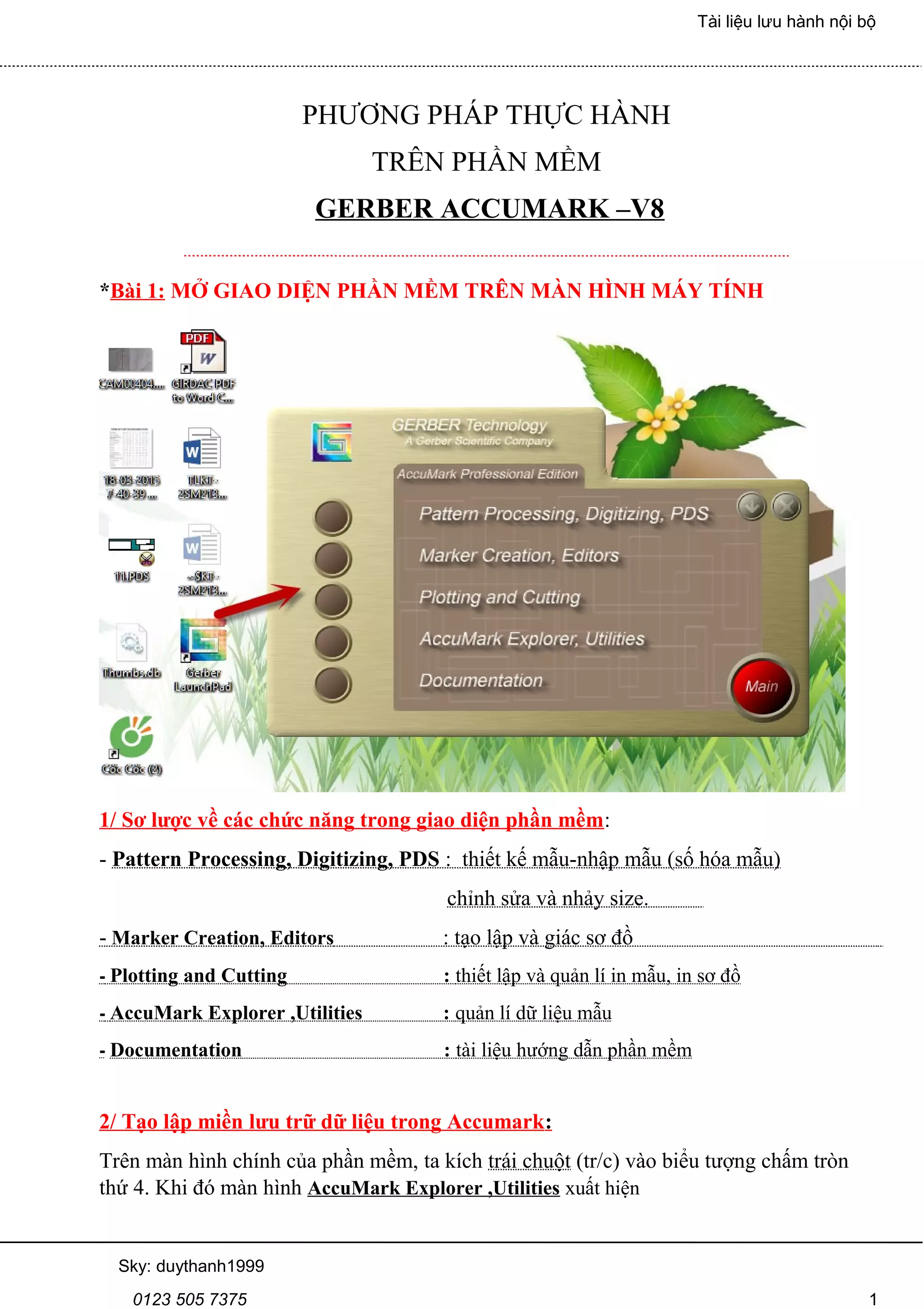 Tài liệu phần mềm gerber accumark bước cơ bản | DOC
