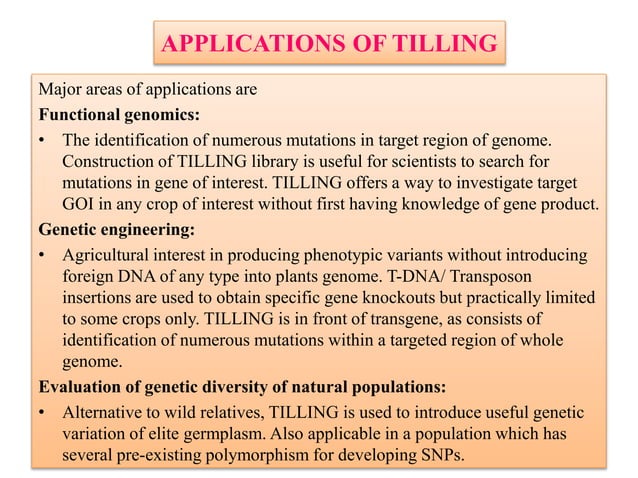 TILLING & ECO-TILLING | PPTX | Genetics | Science