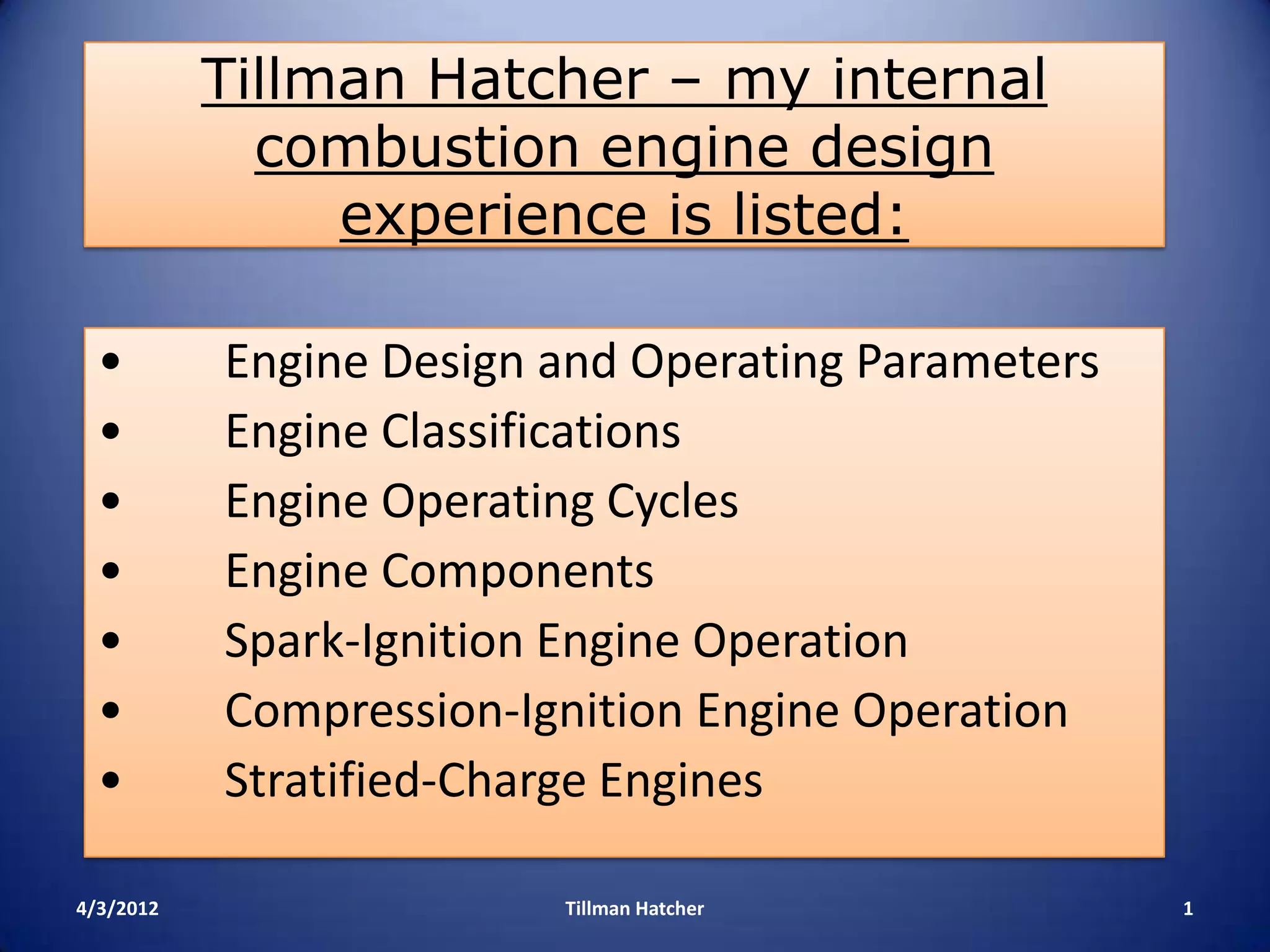 Internal Combustion Engine Design | PPTX