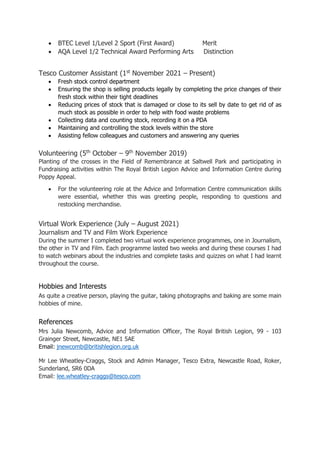 Tilly Brown CV og | PDF