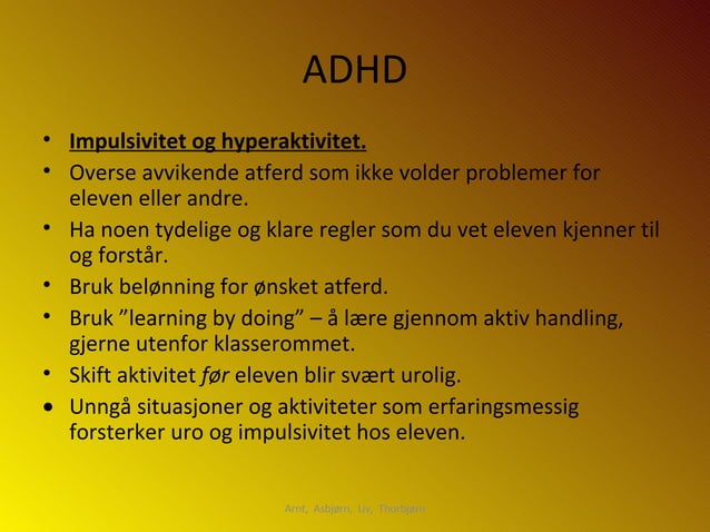 Tilrettelegging for adhd elev | PPT