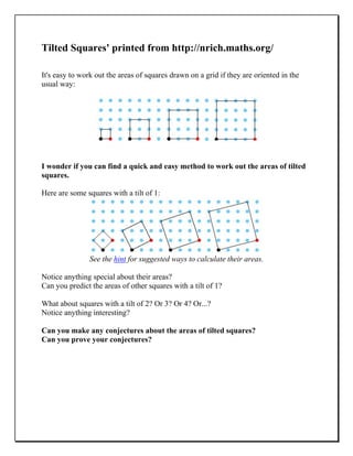 Tilted squares student sheet | PDF
