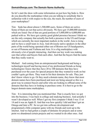 Sedo: Building the World's Largest Domain Marketplace - With Tim ...