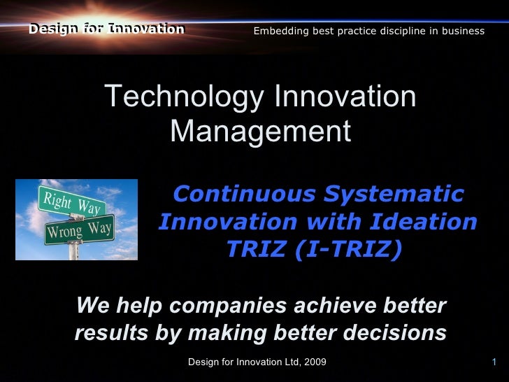Continuous Systematic Innovation with Ideation TRIZ