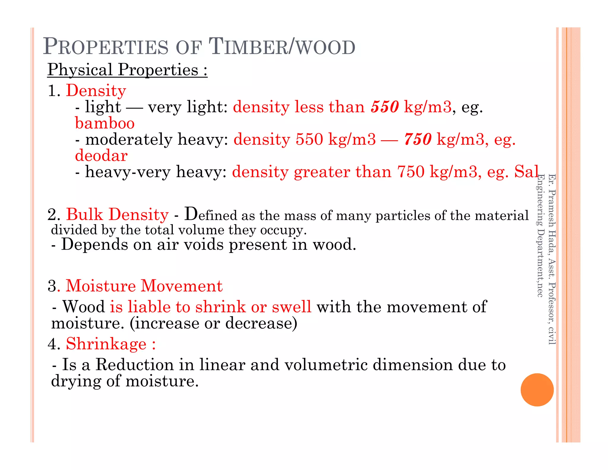 Timber civil engineering material - asst. proff. pramesh hada | PDF