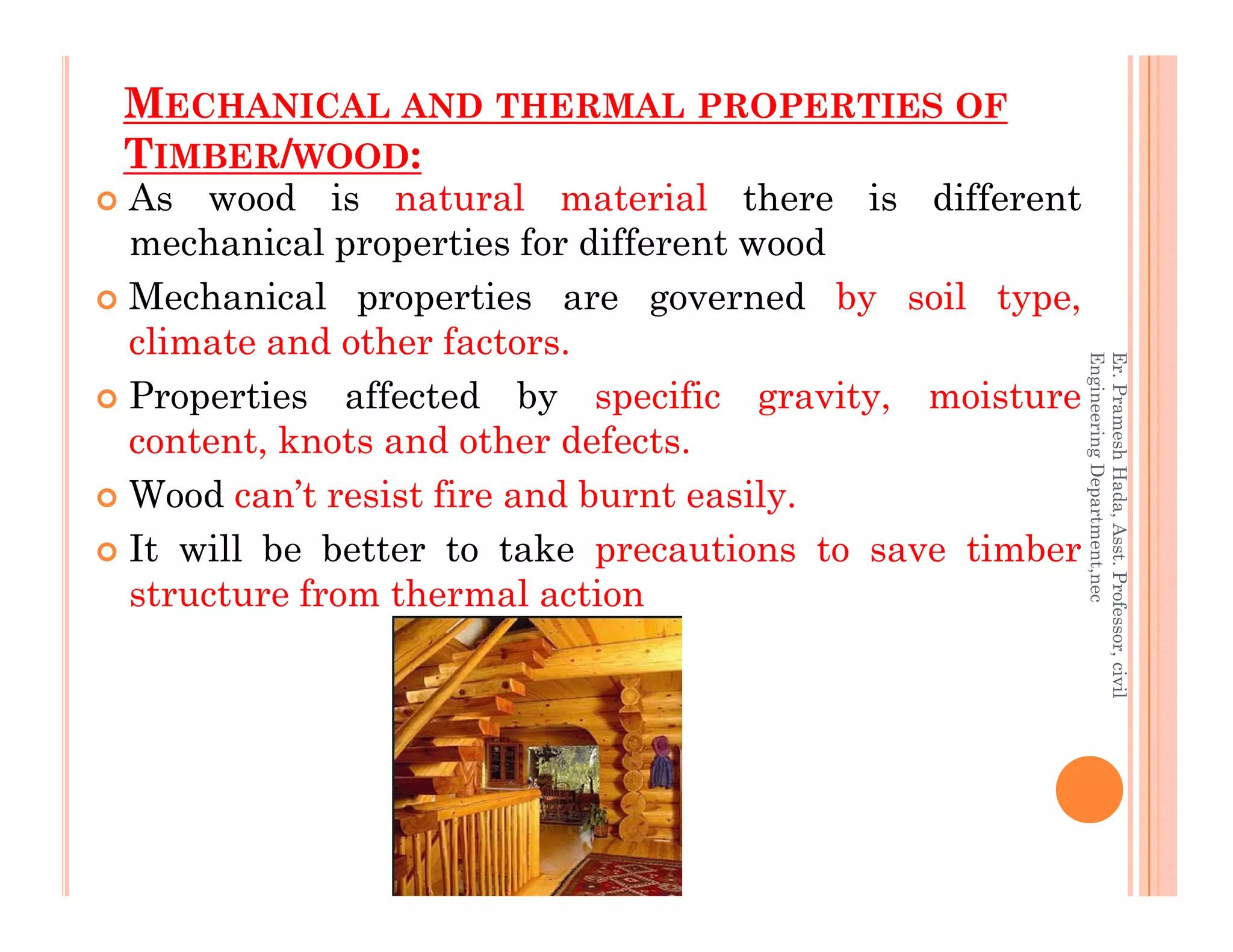 Timber civil engineering material - asst. proff. pramesh hada | PDF