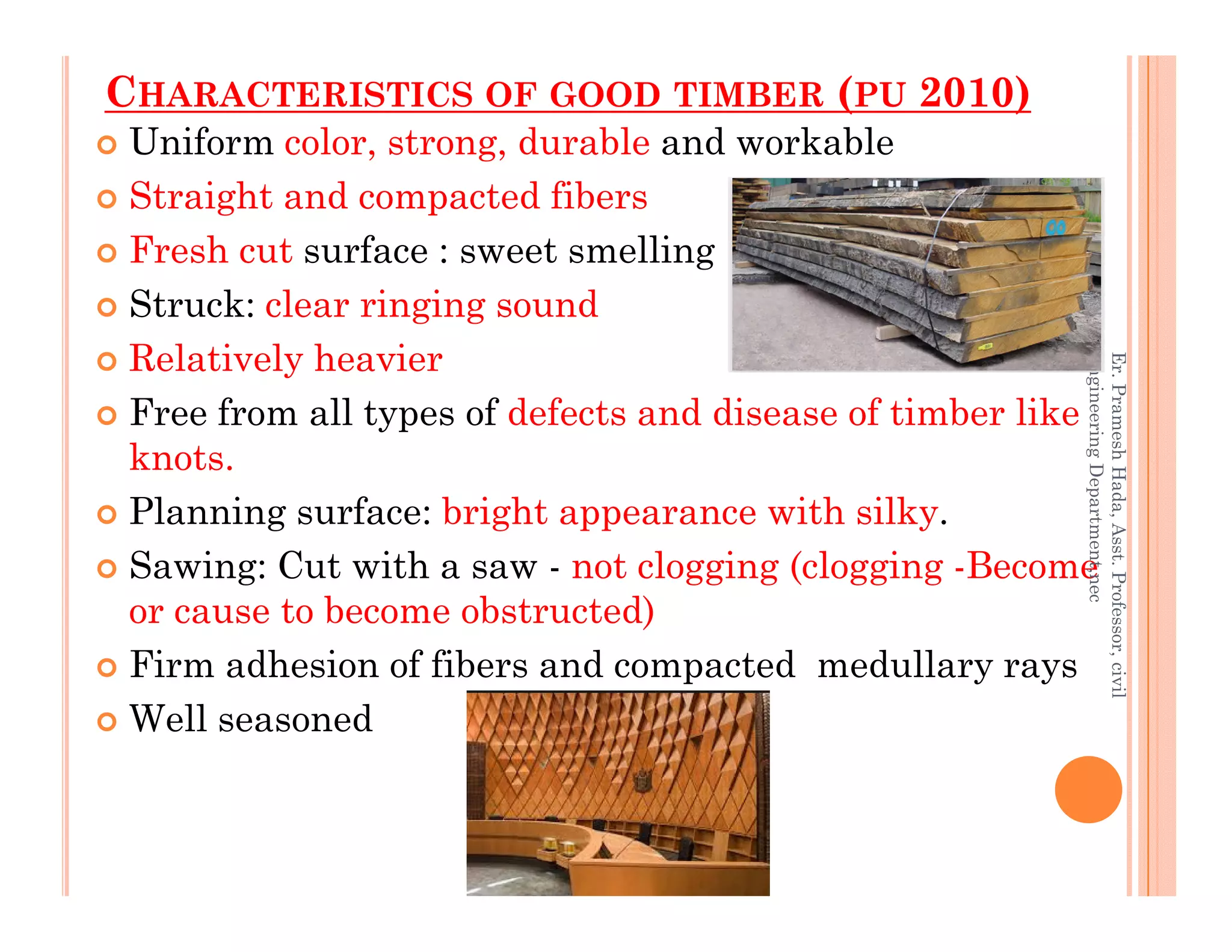 Timber civil engineering material - asst. proff. pramesh hada | PDF