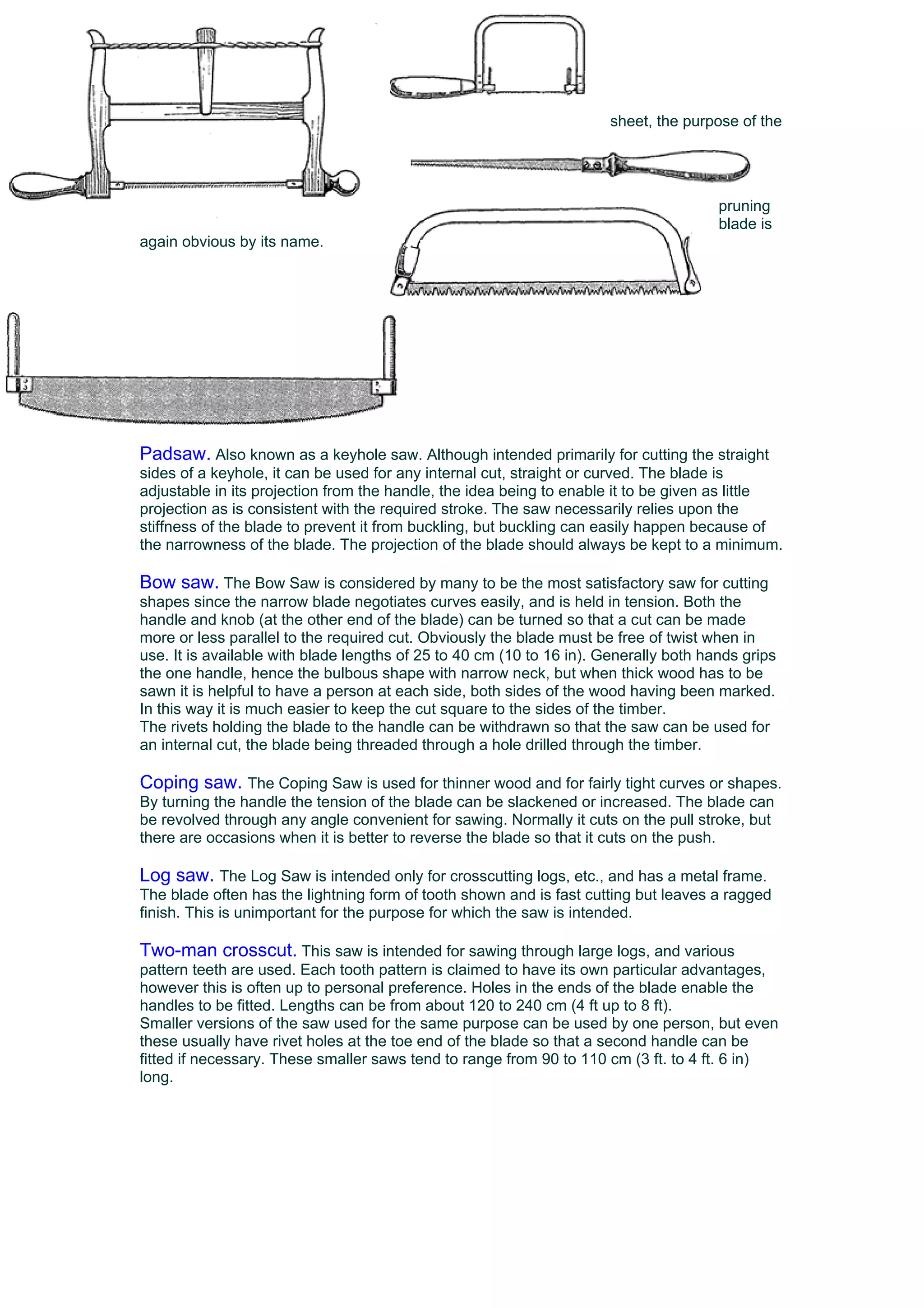 Timber cutting hand saws | PDF | Woodworking | Arts and Crafts