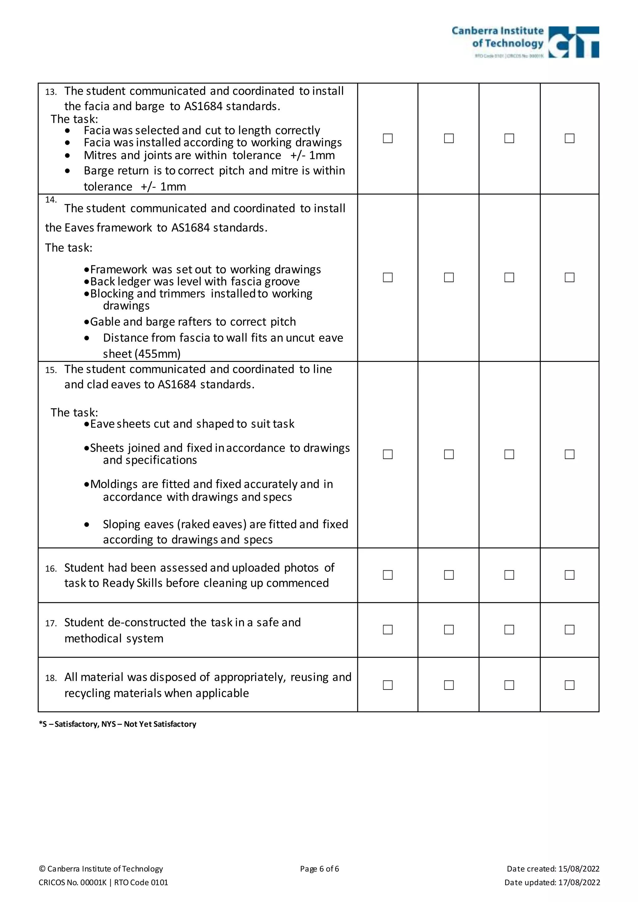 Practical Assessment-Construct Eaves-Boxed eaves | DOCX