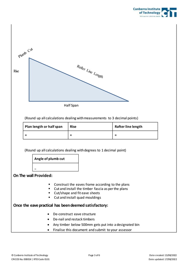 Practical Assessment-Construct Eaves-Boxed eaves | DOCX