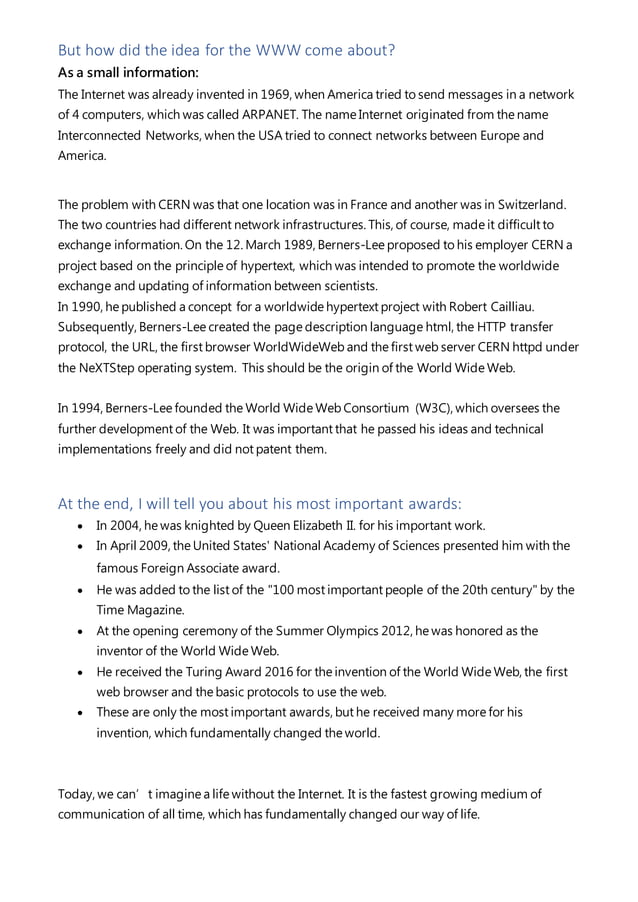 Tim berners Lee - Text | DOCX | Internet | Computing
