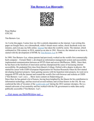 Tim Berners Lee Biography | PDF