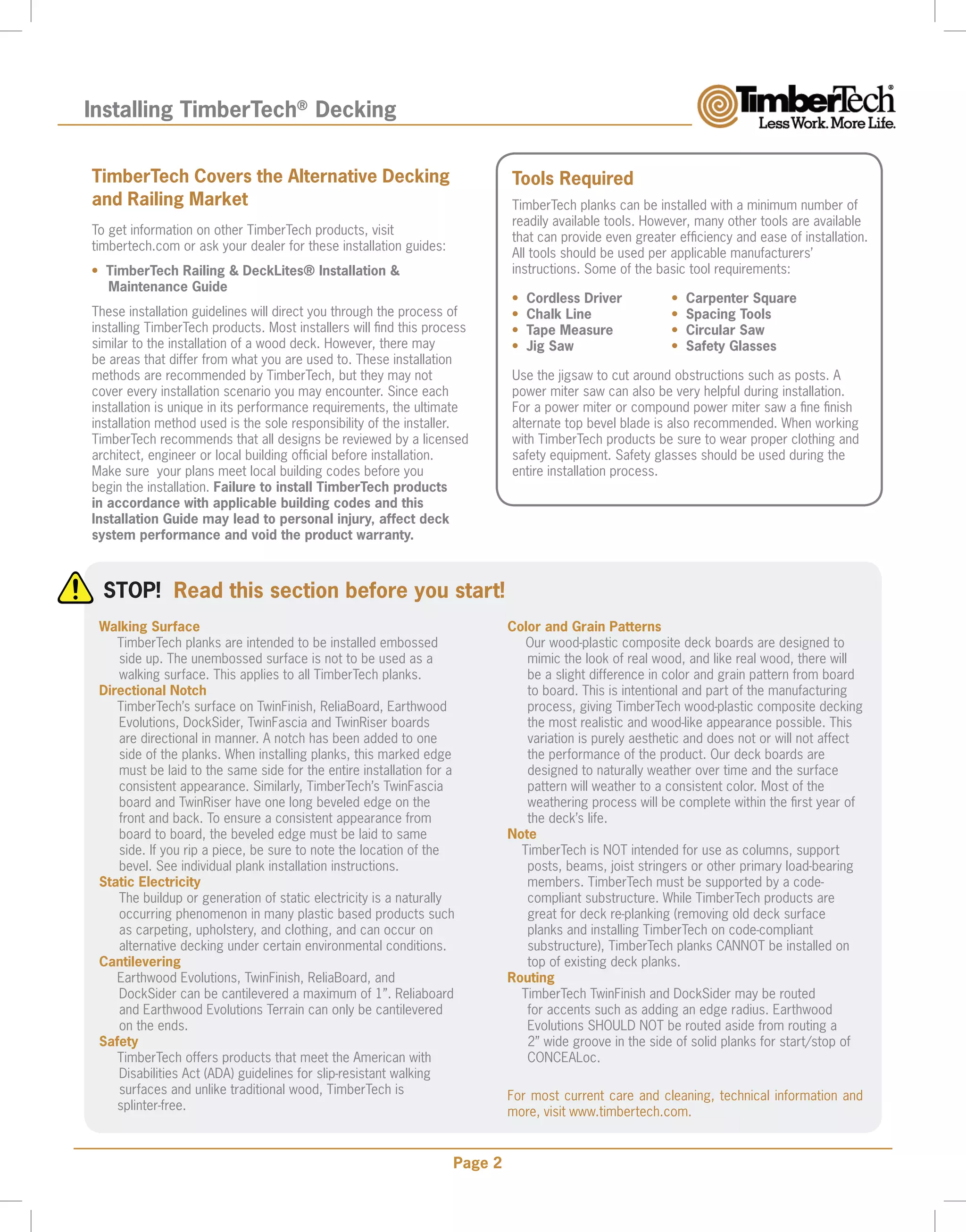 TimberTech Decking Install Guide | PDF