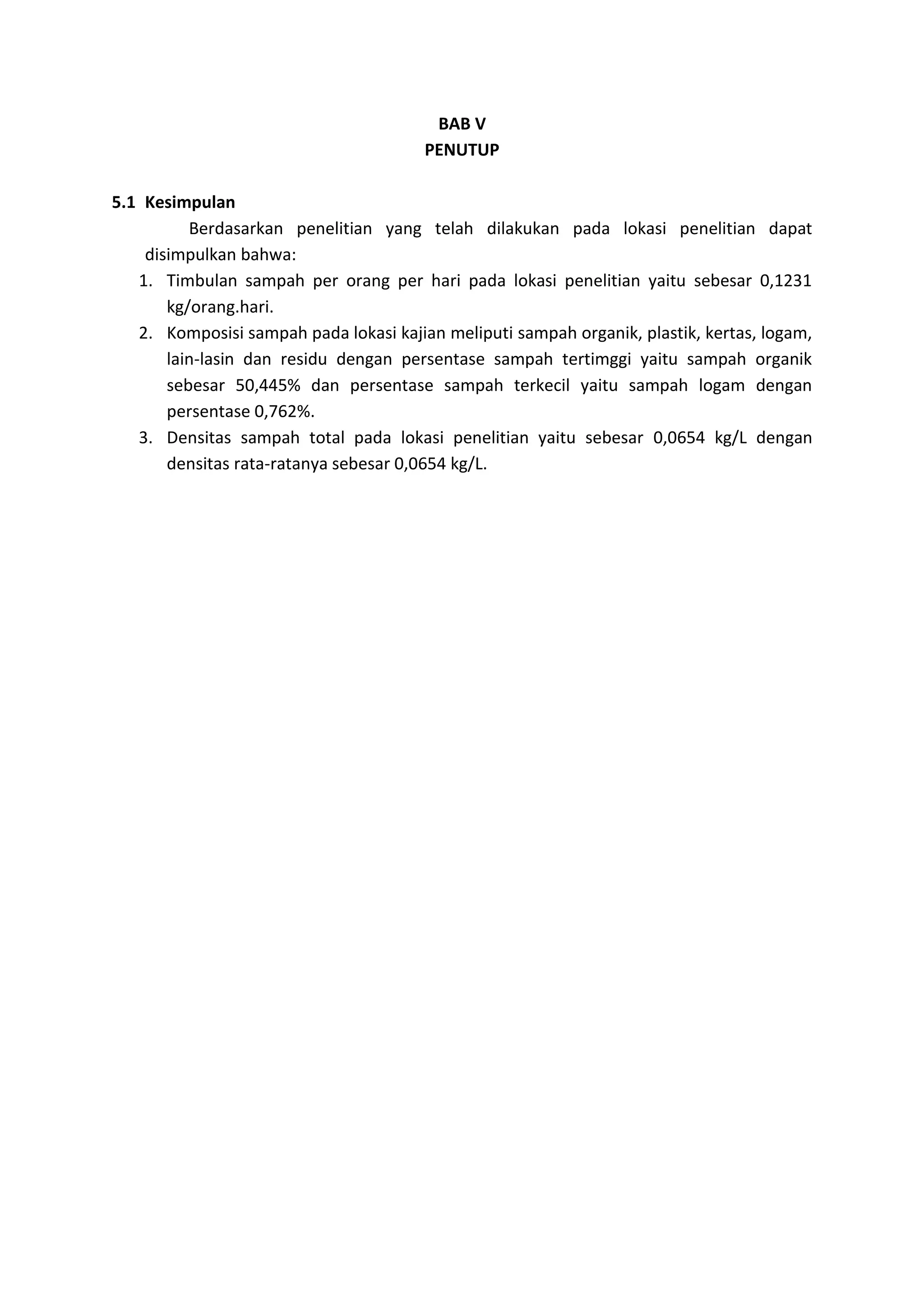 LAPORAN TIMBULAN SAMPAH | PDF