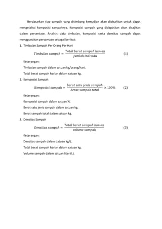 LAPORAN TIMBULAN SAMPAH | PDF