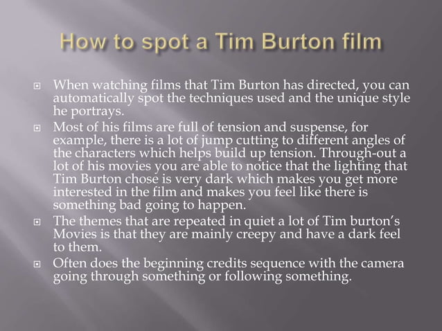 Tim burton auteur theory | PPTX | Horror | Genres