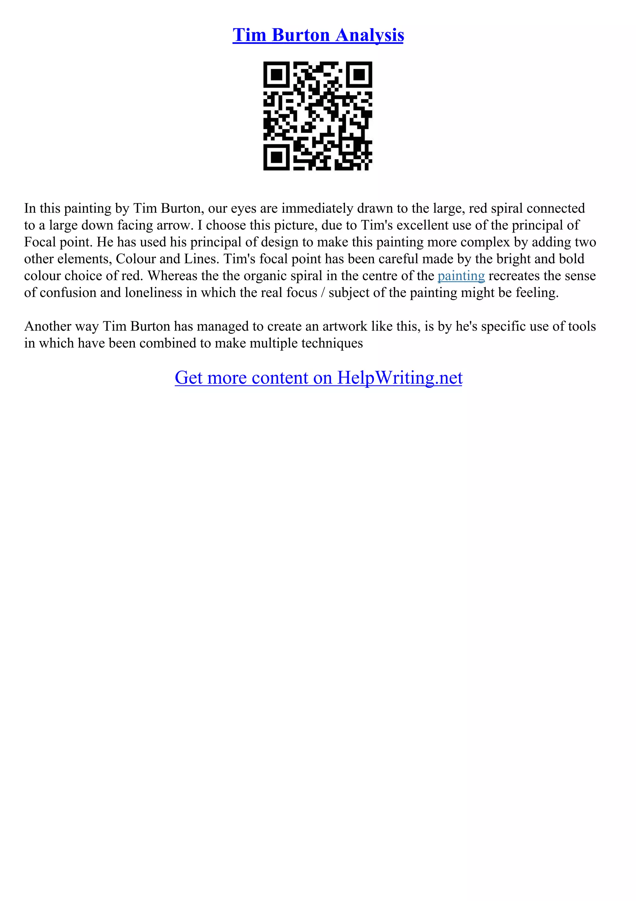 Tim Burton Essay | PDF