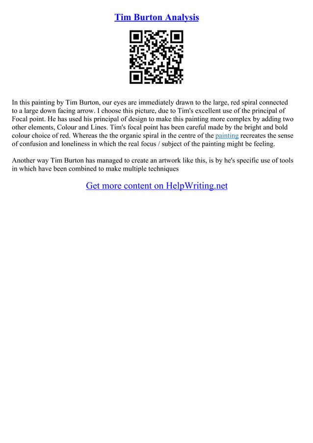 Tim Burton Essay | PDF