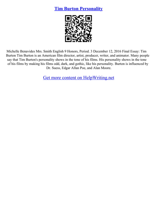 Tim Burton Essay | PDF