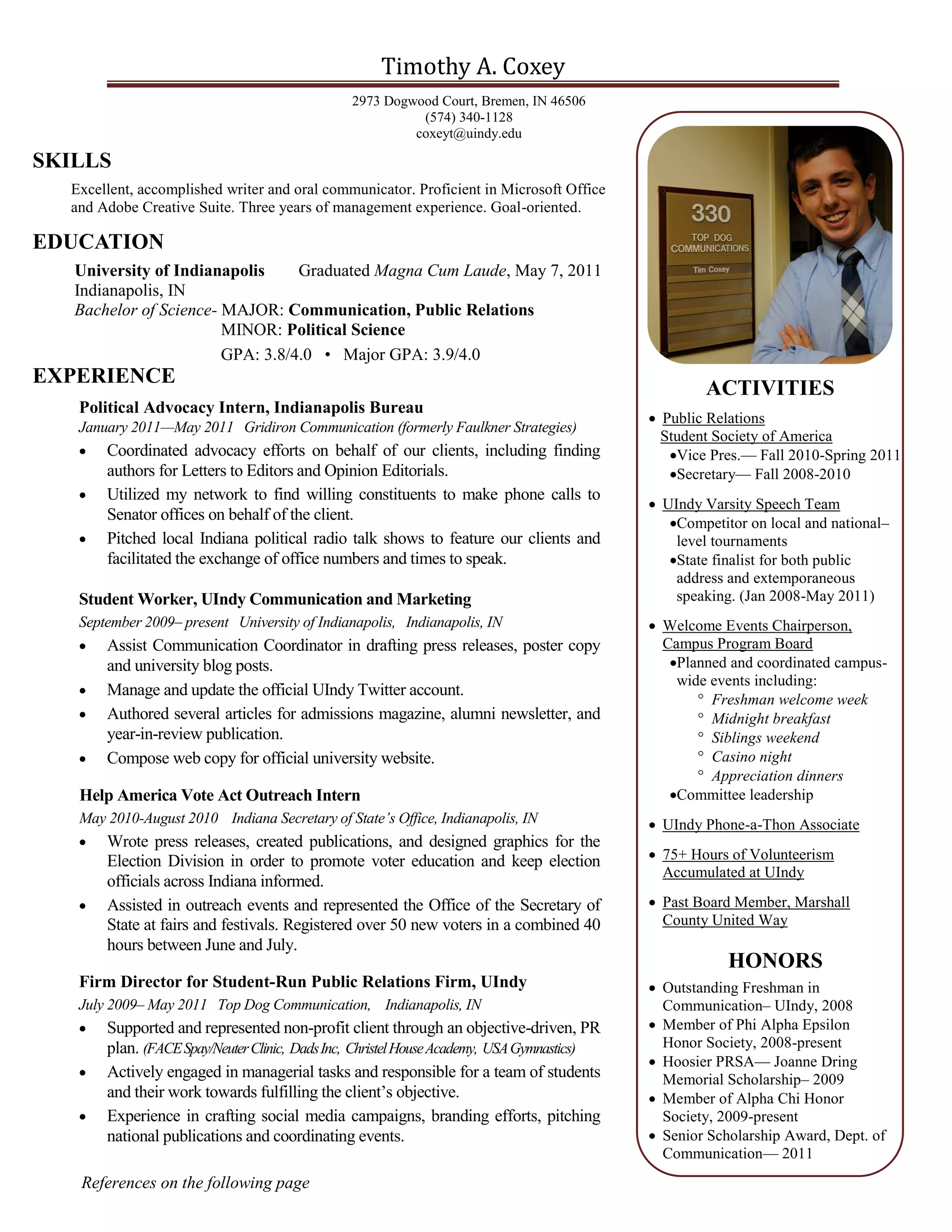 Tim Coxey Resume | PDF