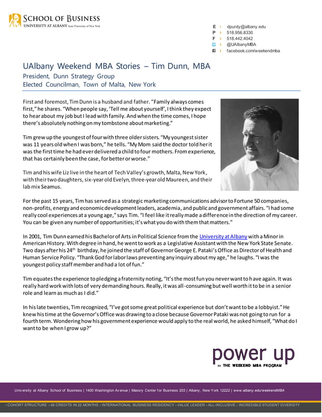 UAlbany Weekend MBA Stories - Tim Dunn | DOCX