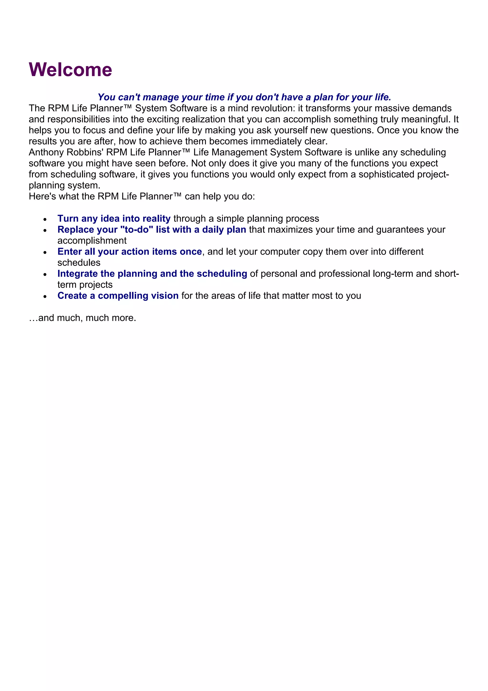 Time management Anthony robbins - rapid planning method | PDF ...