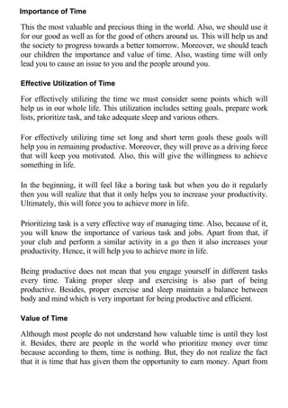 Importance of Time | PDF