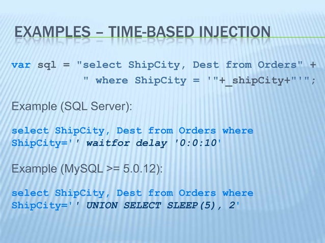 Time-Based Blind SQL Injection | PPT