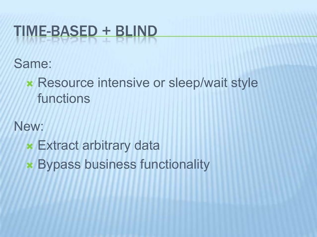 Time-Based Blind SQL Injection | PPT