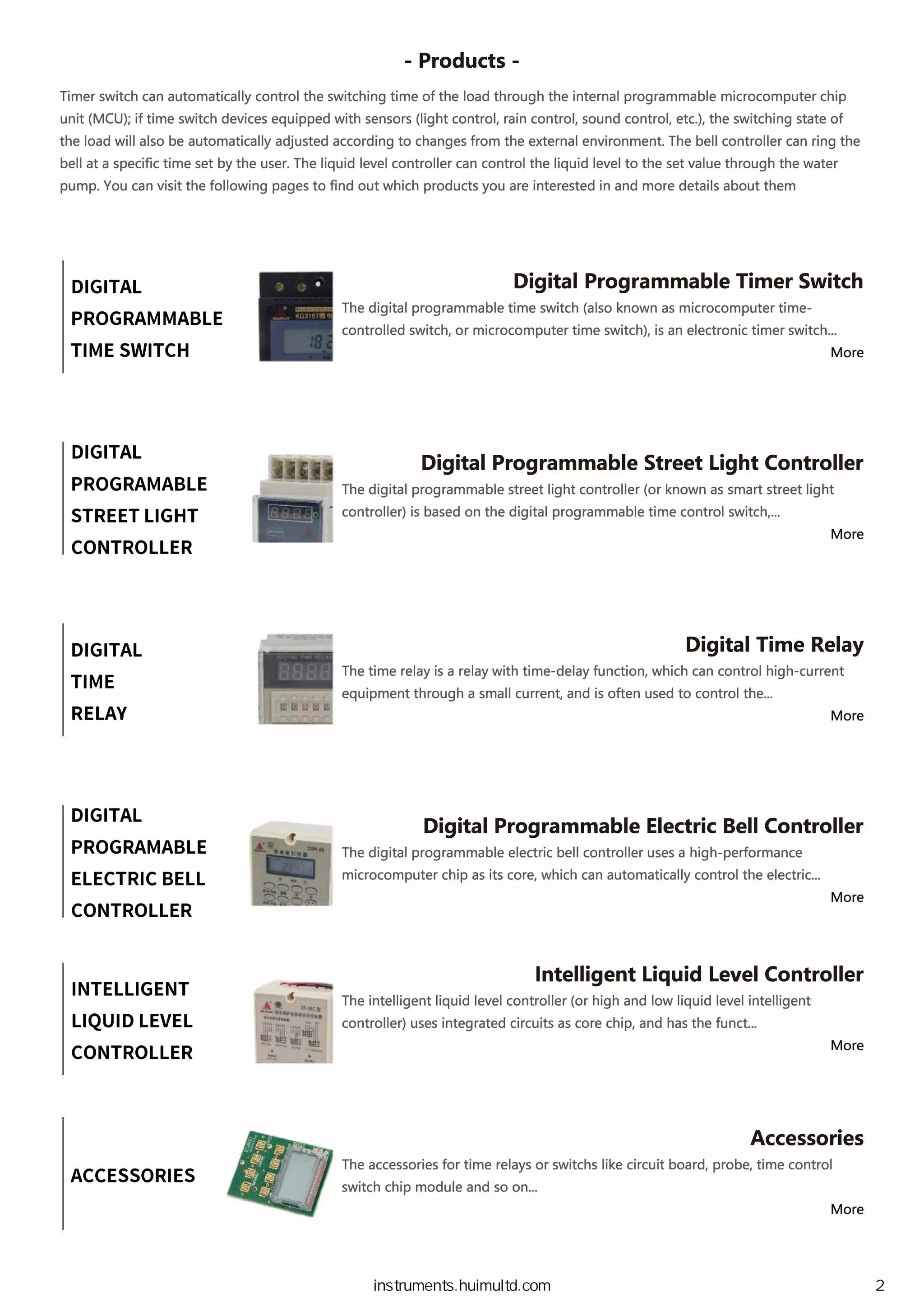 Time controlled switch catalogue - huimu instrumrnts v1.0 compressed | PDF