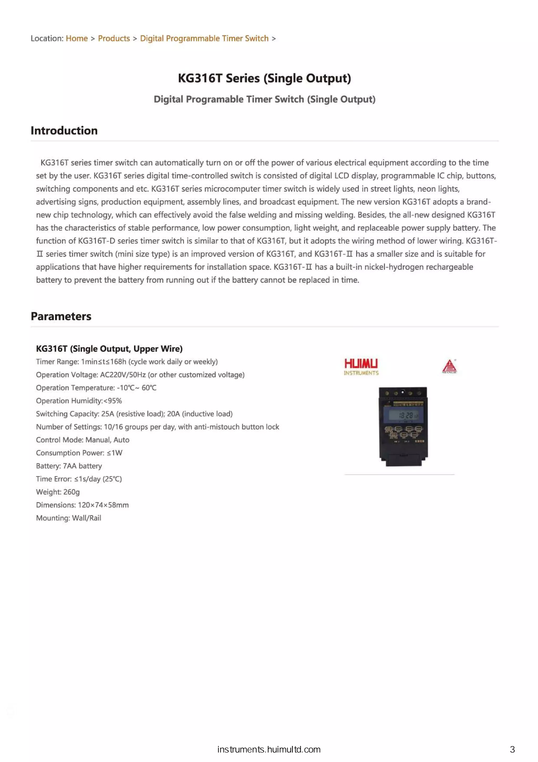 Time controlled switch catalogue - huimu instrumrnts v1.0 compressed | PDF