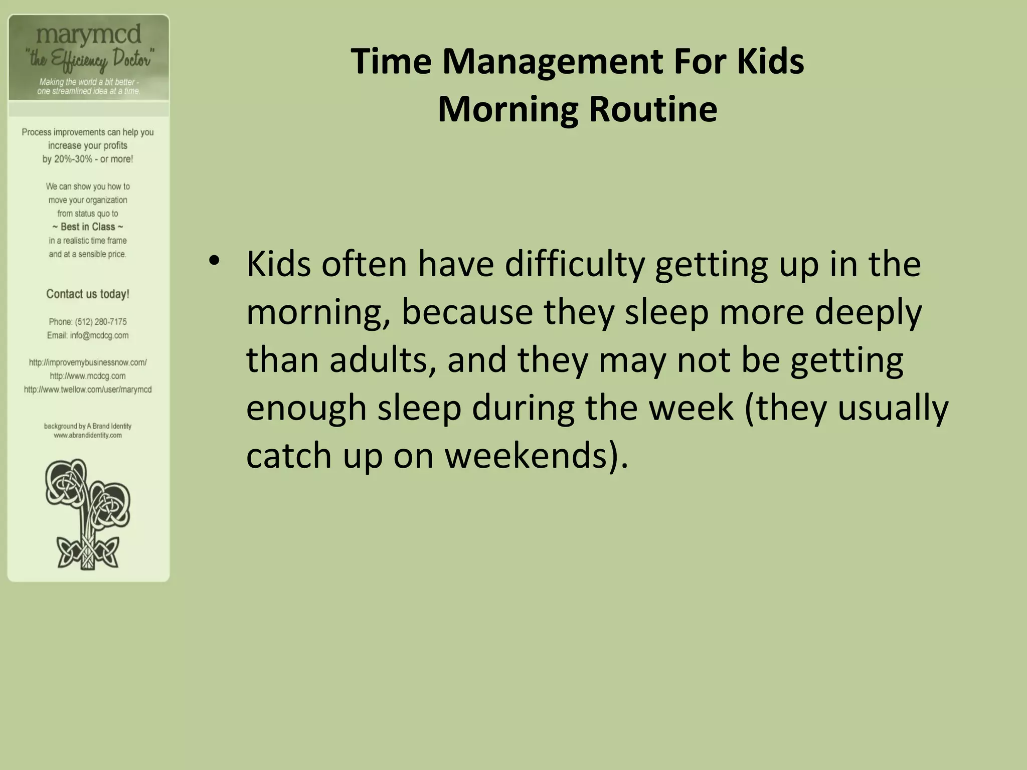 Time Management for Kids | PPT
