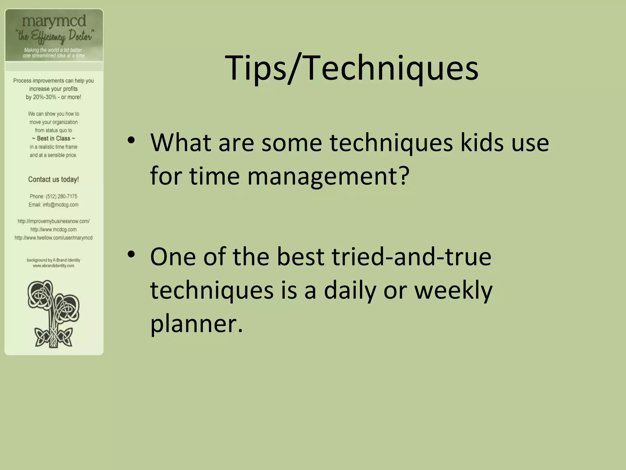 Time Management for Kids | PPT