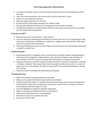Time-Management-Worksheet (1).pdf | Homework and Study | Education