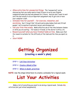 Time management information guide | PDF | College Planning | College ...