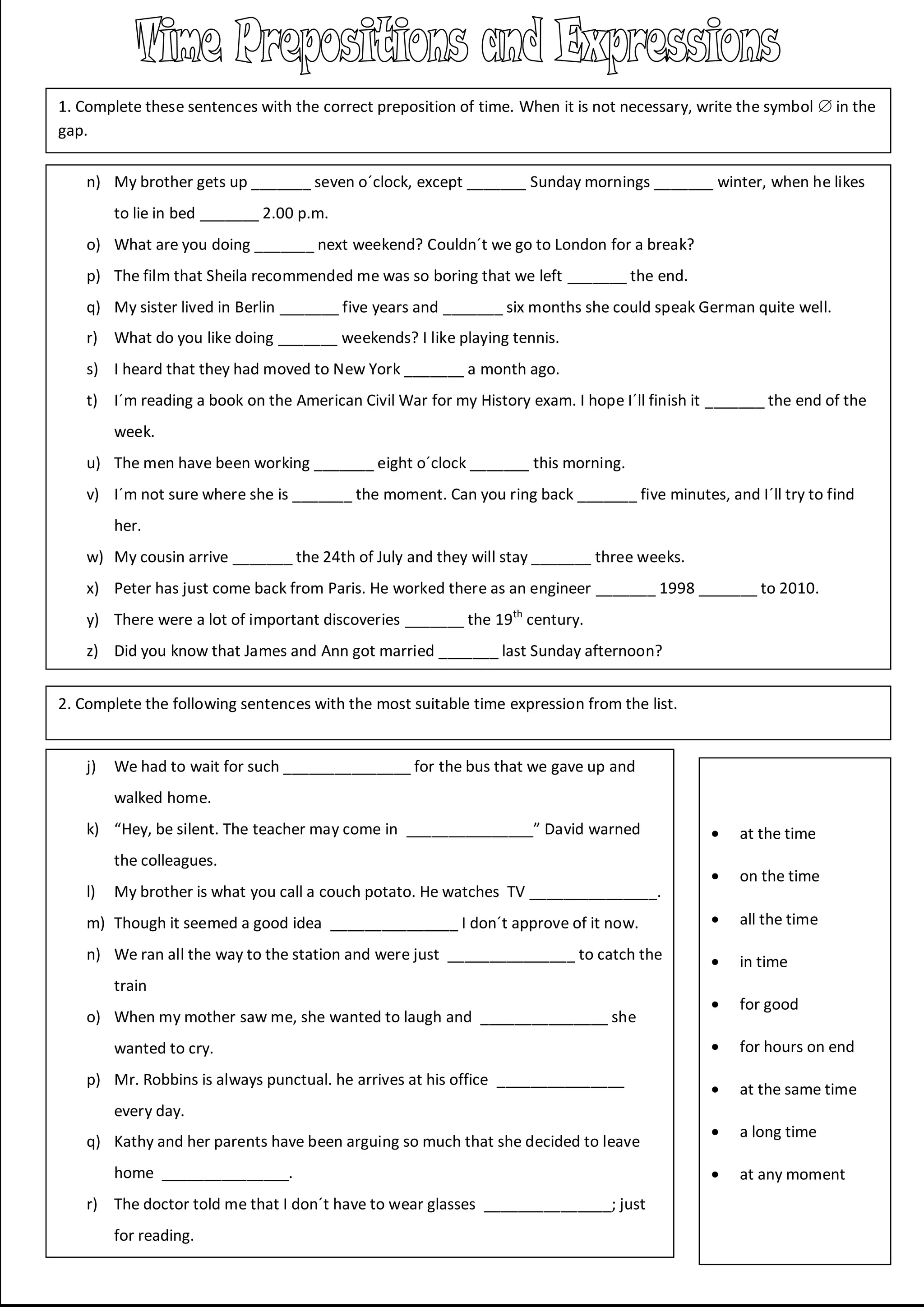 Time prepositions-and-time-expressions | PDF