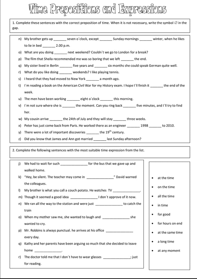 Time prepositions-and-time-expressions | PDF