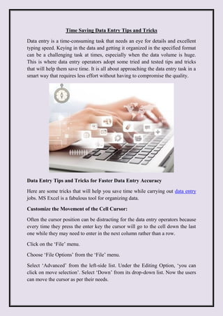 Time Saving Data Entry Tips and Tricks - Data Entry India Outsource | PDF