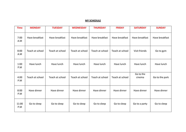 Time... schedule | DOCX