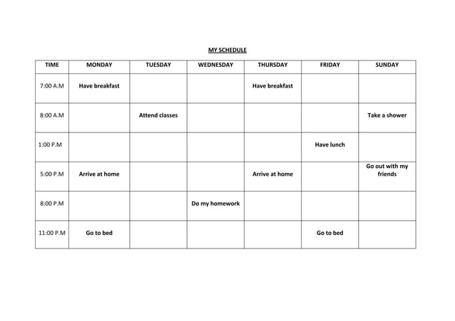 Time... schedule | DOCX