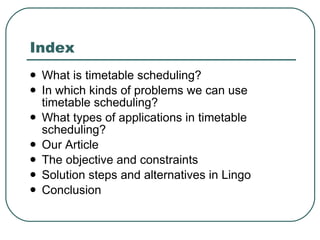 Time-table Scheduling | PPT