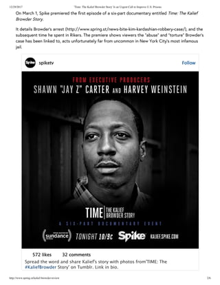 "Time: The Kalief Browder Story" Is An Urgent Call to Improve U.S ...